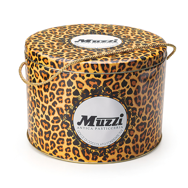 Muzzi Chocolate Panettone in Leopard Print Tin (1kg) | Arno Deli